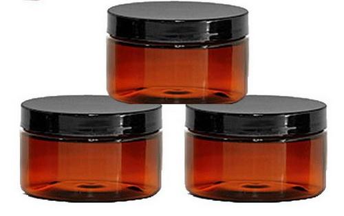 Amber / Brown Pots / containers /cosmetic / Black lids 100gm. – PureFx